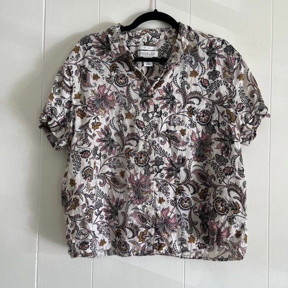 Rachel Zoe | Tops | Rachel Zoe Floral Linen Button Down Shirt | Poshmark
